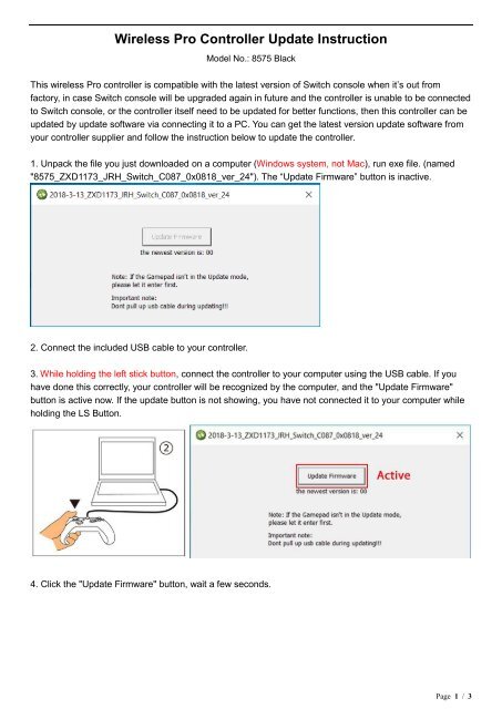 Black Controller Update Instruction