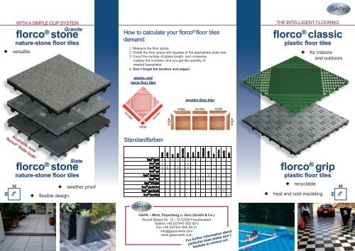 florco® classic florco® grip florco® stone florco® stone - GAPA Werk