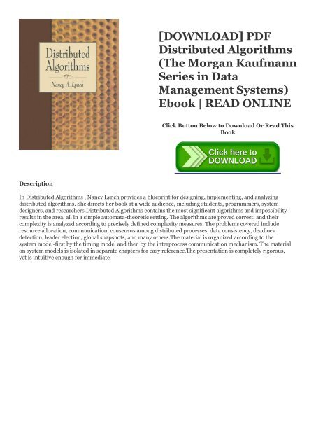 [DOWNLOAD] PDF Distributed Algorithms (The Morgan Kaufmann Series in Data Management Systems ...