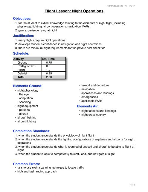 Flight Lesson: Night Operations - NorcalFlight.com