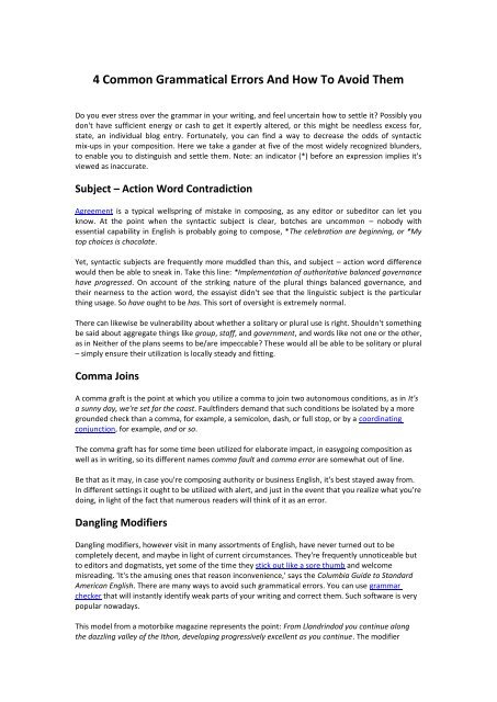 4 Common Grammatical Errors