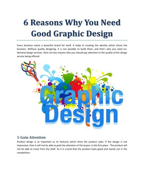 6 Reasons Why You Need Good Graphic Design