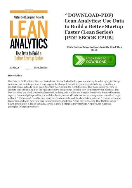 Download Pdf Lean Analytics Use Data To Build A Better Startup Faster Lean Series Pdf