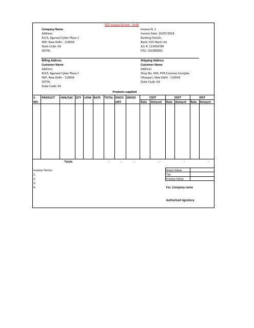 Download GST Invoice Format In Excel And PDF Finacbooks