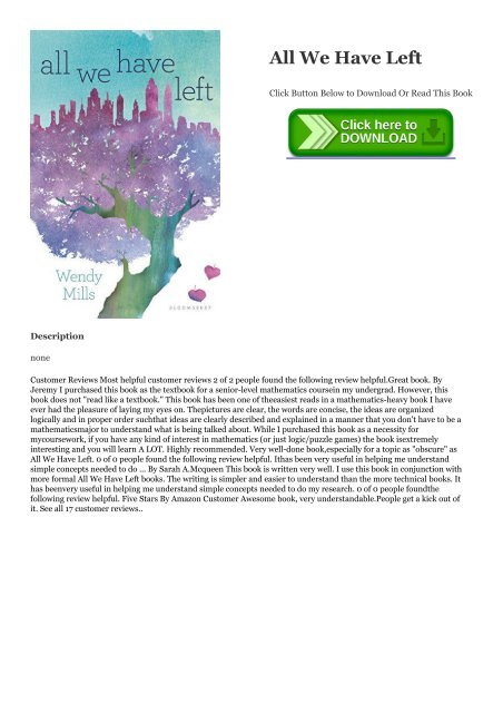 Ebook Download All We Have Left Full Online | READ ONLINE