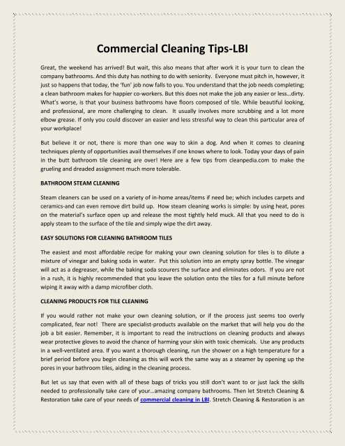 Commercial Cleaning Tips