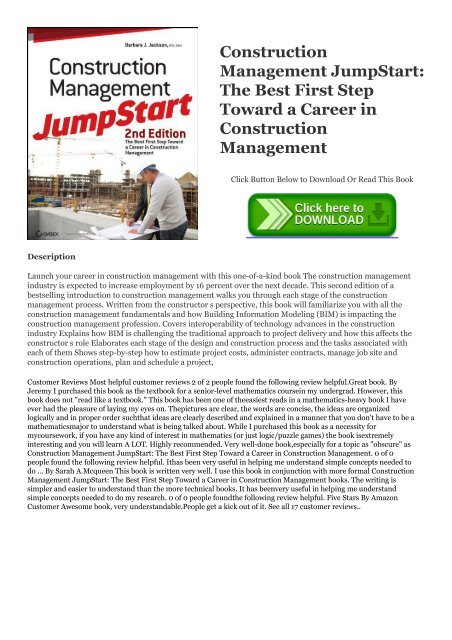 DOWNLOAD Construction Management Jumpstart in format E-PUB
