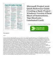 READ [PDF] Microsoft Project 2016 Quick Reference Guide Creating a Basic Project - Windows ...