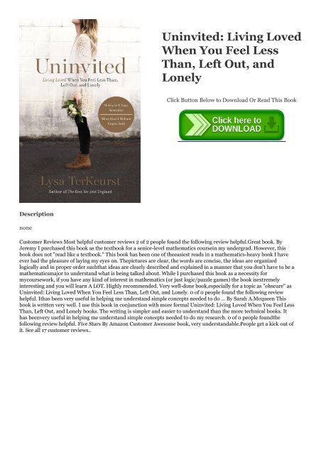 #^PDF Uninvited: Living Loved When You Feel Less Than, Left Out, and ...