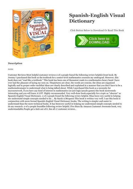!#PDF Spanish-English Visual Dictionary ^$BOOK Merriam-Webster