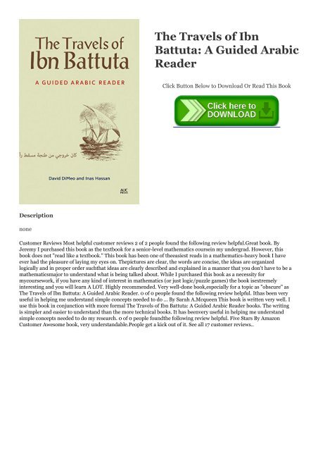 Download [ebook]$$ The Travels of Ibn Battuta: A Guided Arabic Reader READ