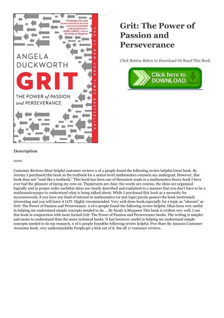 Pdf Grit The Power Of Passion And Perseverance Book Angela Duckworth