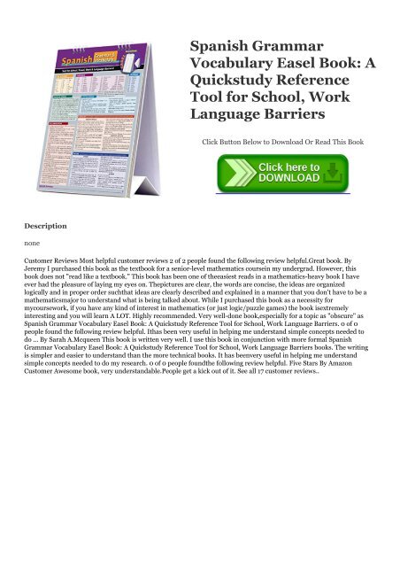 ~!PDF Spanish Grammar Vocabulary Easel Book: A Quickstudy Reference ...