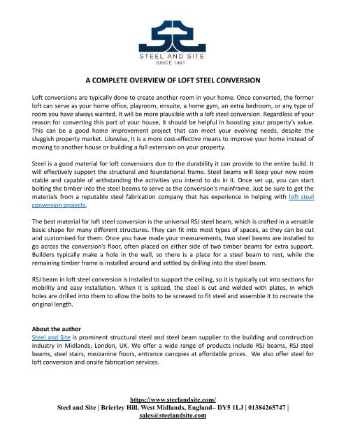 A COMPLETE OVERVIEW OF LOFT STEEL CONVERSION