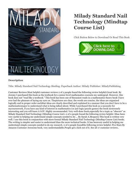 Free Download Milady Standard Nail Technology (Mindtap Course List) PDF ...