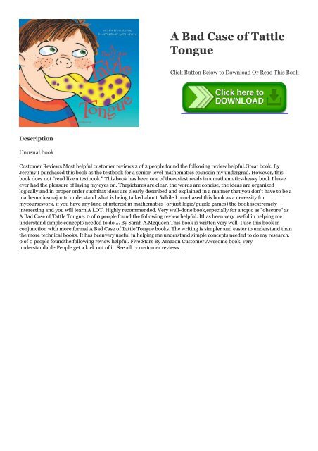 Read A Bad Case Of Tattle Tongue Ebook Pdf