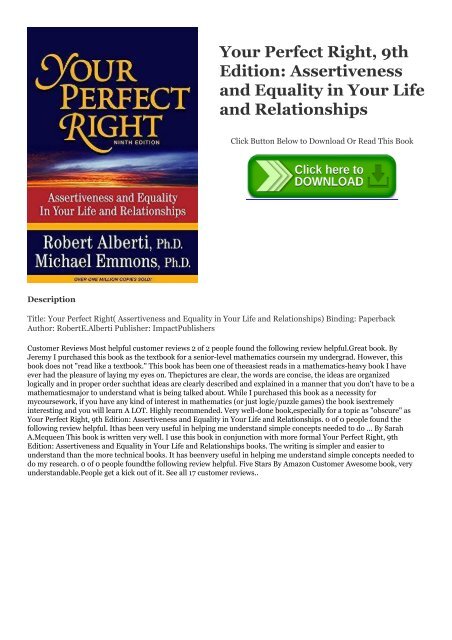 [ PDF ] Your Perfect Right, 9th Edition: Assertiveness and Equality in ...