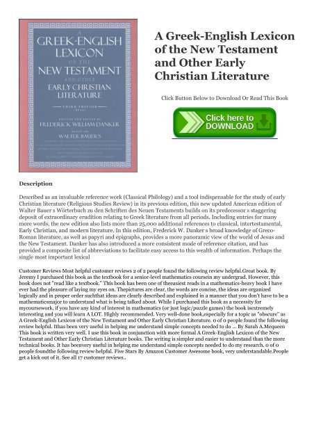 ~>PDF A Greek-English Lexicon of the New Testament and Other Early ...