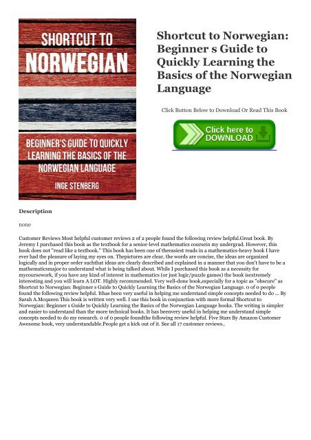 READ Shortcut to Norwegian: Beginner s Guide to Quickly Learning the ...