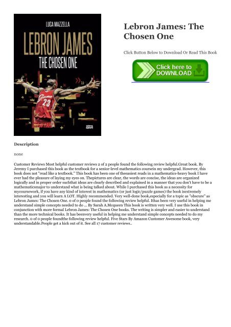 DOWNLOAD PDF eBook Free Lebron James: The Chosen One PDF