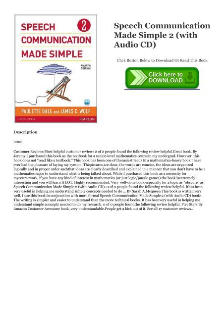 Download [ebook]$$ Speech Communication Made Simple 2 (with Audio CD) $REad_E-book