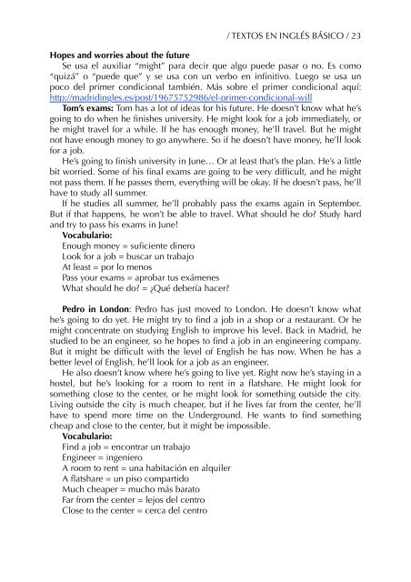 TEXTOS EN INGLÉS BÁSICO