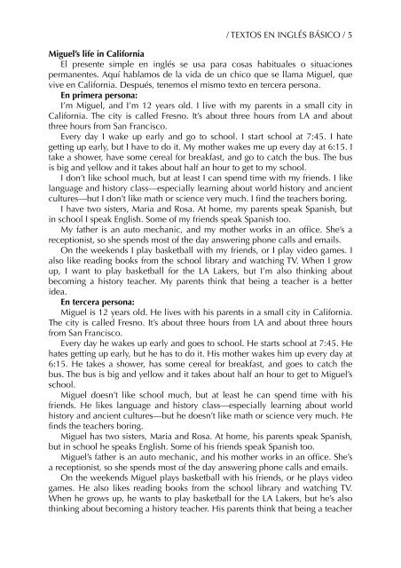 TEXTOS EN INGLÉS BÁSICO