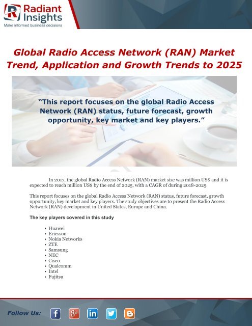 Global Radio Access Network (RAN) Market Trend, Application and Growth ...