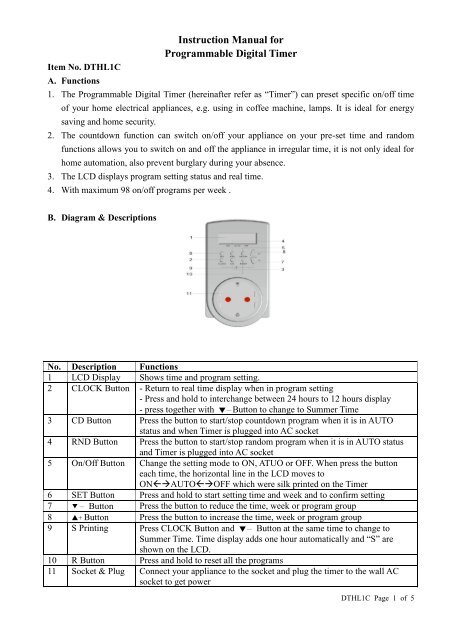 Digital Timer INSTRUCTIONS