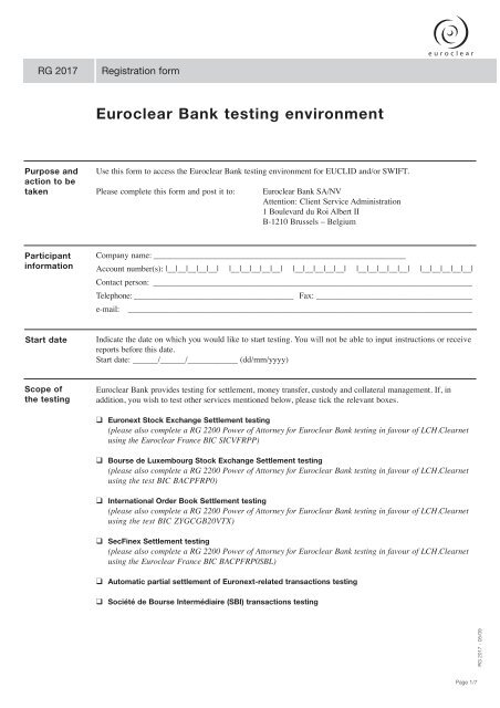 Euroclear Bank testing environment - LCH.Clearnet