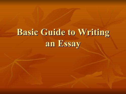 Basic Guide to Writing Essay
