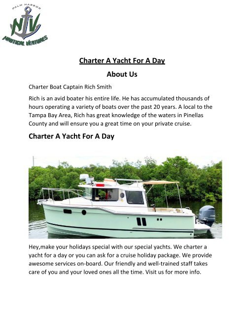 Charter A Yacht For A Day