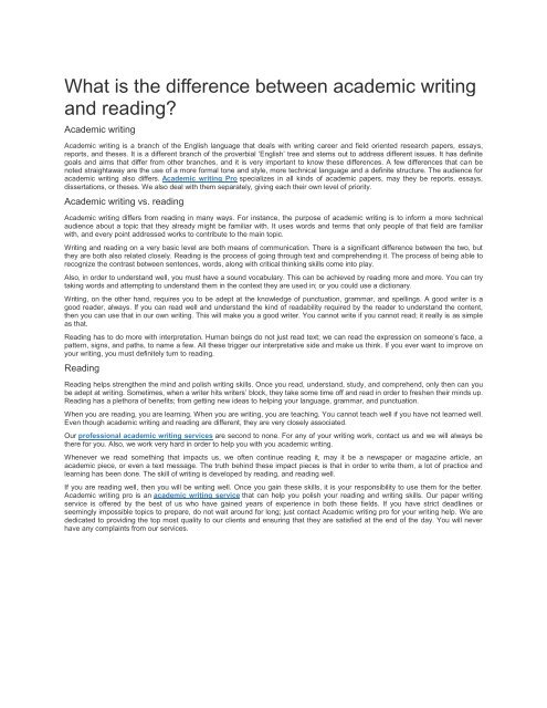 What is the difference between academic writing and reading