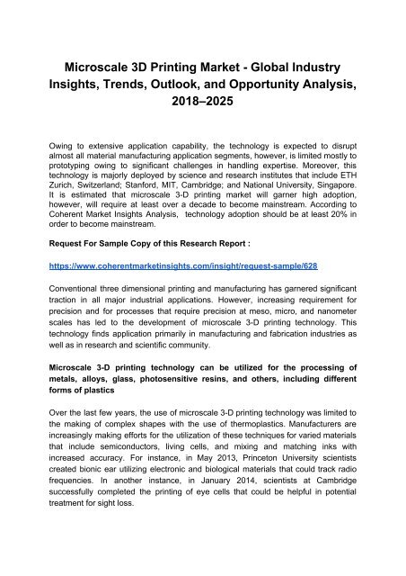 Microscale 3D Printing Market