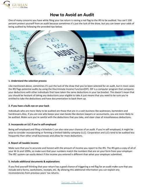 How to Avoid an Audit