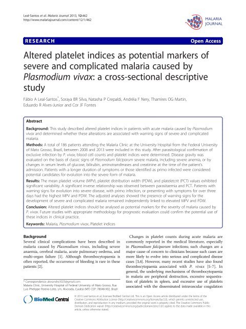 Altered platelet indices as potential markers of severe and complicated ...