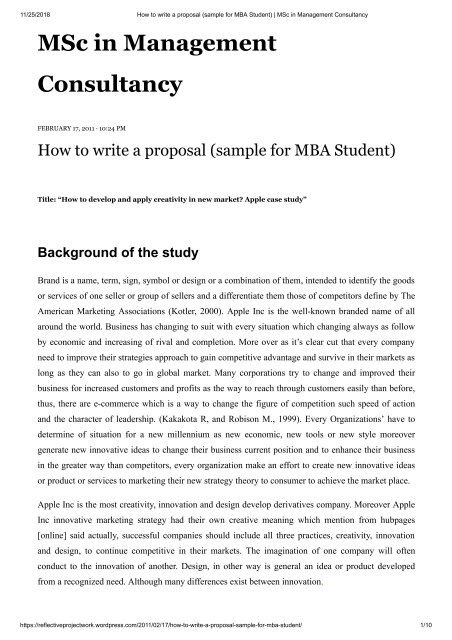 How to write a proposal (sample for MBA Student) _ MSc in Management ...