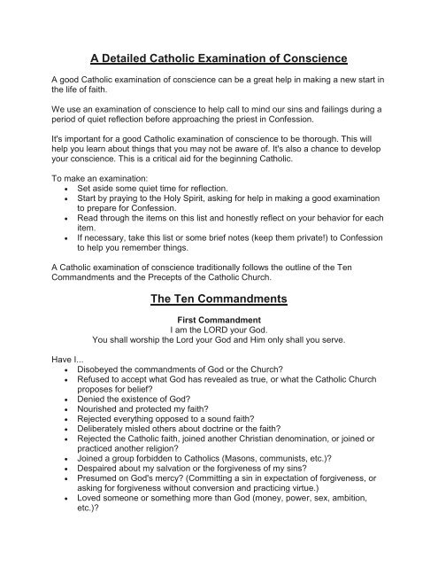 catholic confession 10 commandments