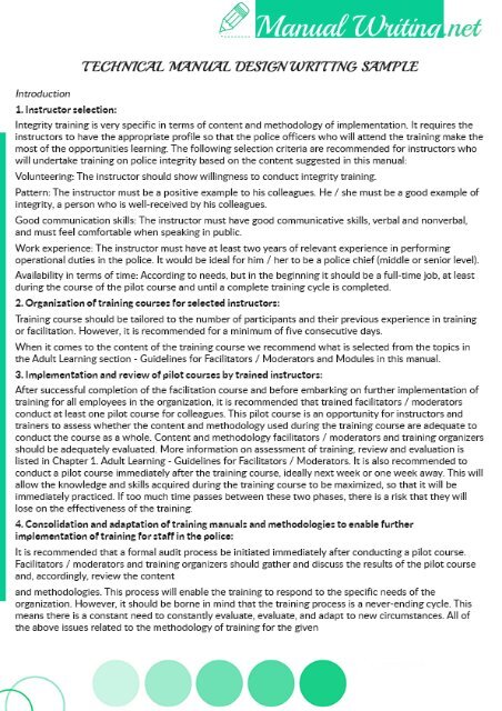 Technical Manual Design Writing Sample