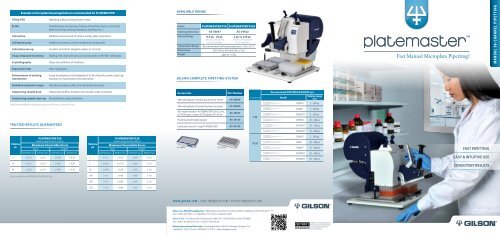 GILSON PLATEMASTER Detailbeschreibungen Pipettiersystem