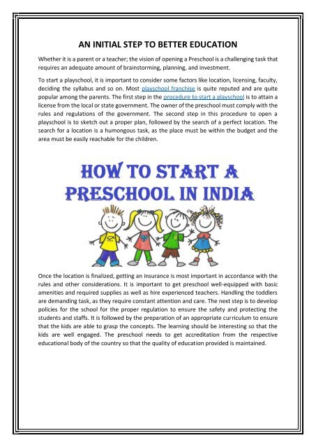 AN INITIAL STEP TO BETTER EDUCATION