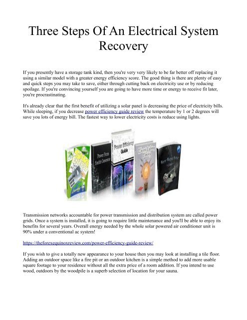 Three Steps Of An Electrical System Recovery