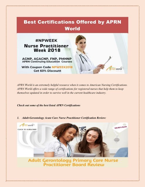 Best Certifications Offered by APRN World
