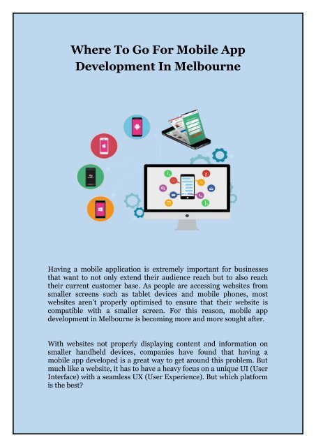 Where To Go For Mobile App Development in Melbourne