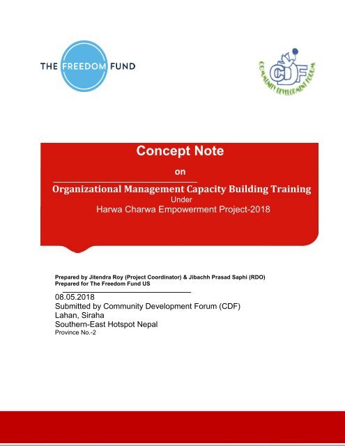 CDF's Concept Note on Organizational Management Capacity Building Training