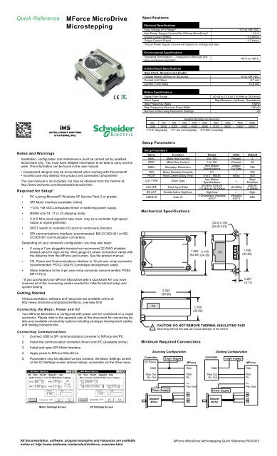 Quick Reference MForce MicroDrive Microstepping - Schneider ...
