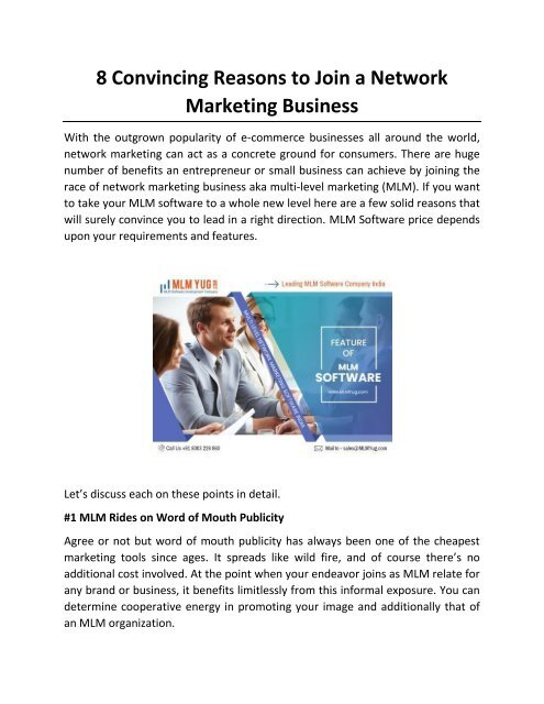 8 Convincing Reasons to Join a Network Marketing Business