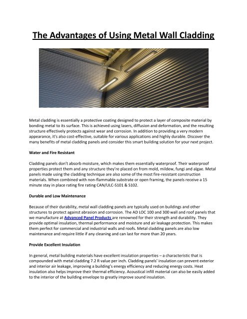 The Advantages of Using Metal Wall Cladding