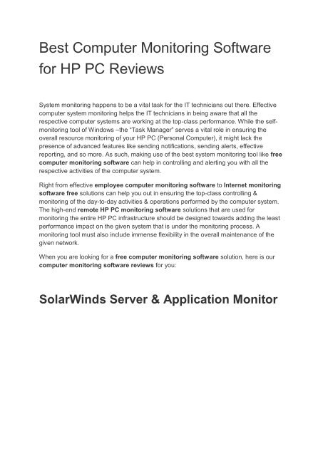 Best Computer Monitoring Software for PC Reviews