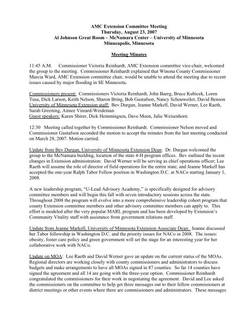 AMC Extension Committee Meeting - Association of Minnesota ...